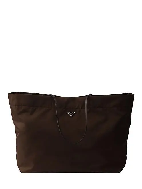 Prada Large Re-nylon Woven Tote Bag - Brown