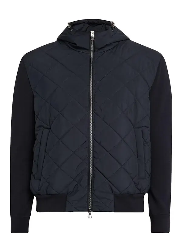 Loro Piana Ampay Quilted Microfiber Bomber Jacket - W538 Blue Navy