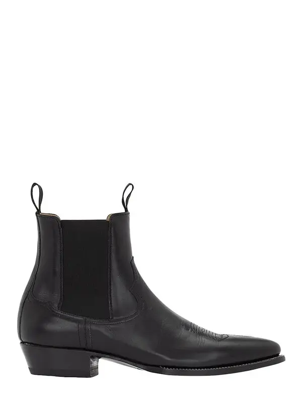 Ralph Lauren Leather Western Chelsea Boots - Black