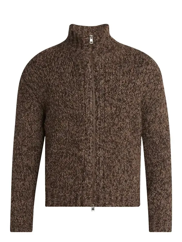 Moncler Wool Knit Full-zip Sweater - Brown