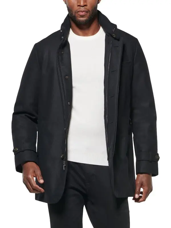 NORWEGIAN WOOL Slim Waterproof 750 Fill Power Down Car Coat - Black