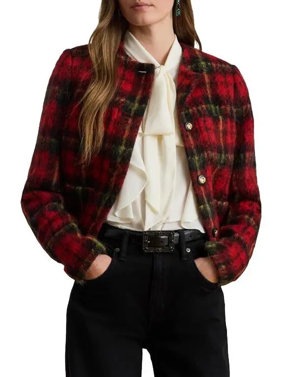 Ralph Lauren Plaid Crop Jacket - Red/black/yellow Multi