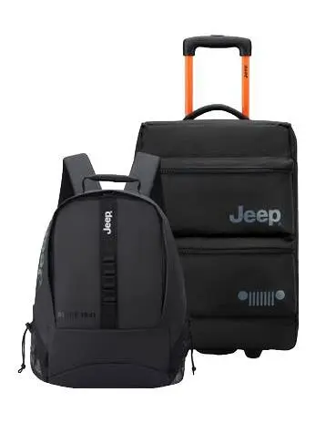 JEEP Rolling Duffle Bag And Backpack Set - Black