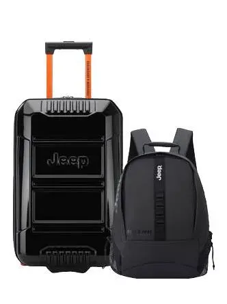 JEEP Hardside Expandable 21-inch Carry-on Luggage And Laptop Travel Backpack Set - Black