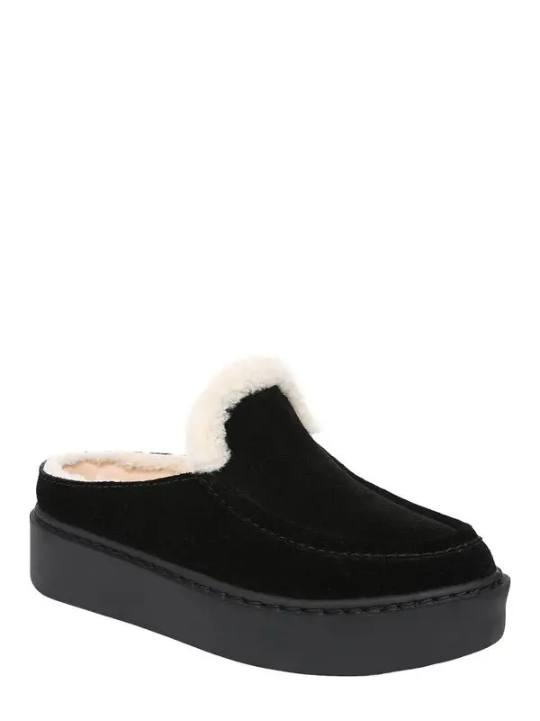 FAVORITE DAUGHTER Sunny Shearling Lined Platform Clog - Black