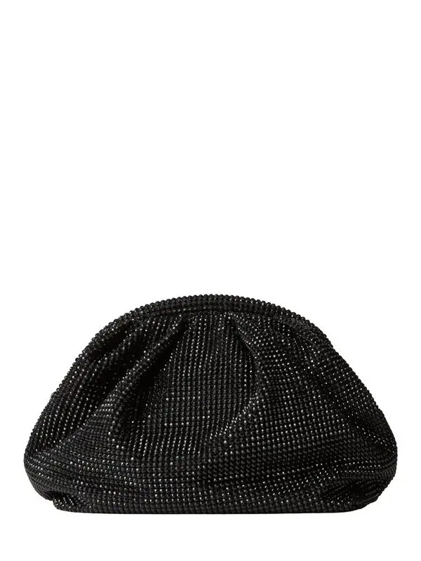 Lafayette 148 New York Rhinestone Embellished Suede Clutch - Black