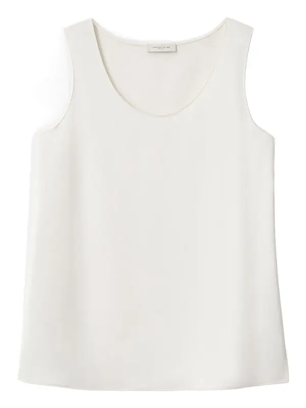 Lafayette 148 New York Satin Sleeveless Scoop Neck Blouse - Cloud