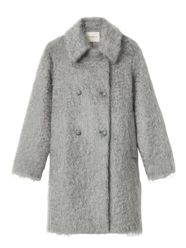 Lafayette 148 New York Brushed Mohair Wool Double-breasted Oversized Coat - Nickel