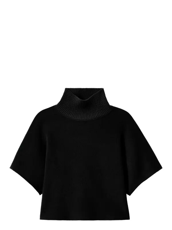 Lafayette 148 New York Wool-cashmere Funnel Neck Top - Black
