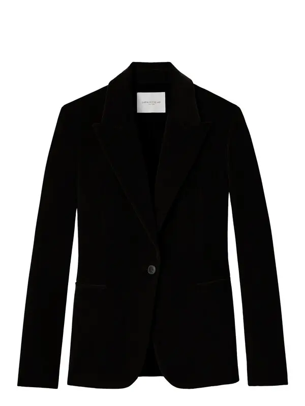 Lafayette 148 New York Cotton Velvet Tailored Blazer - Black