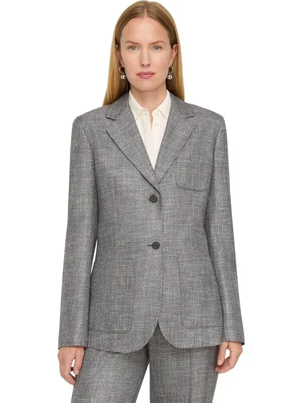 Lafayette 148 New York Bamboo Viscose Twill Patch Pocket Blazer - Black Multi