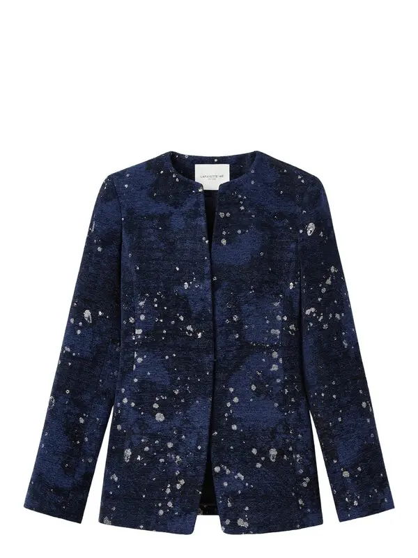 Lafayette 148 New York Chenille Jacquard Tailored Jacket - Galaxy Blue Multi
