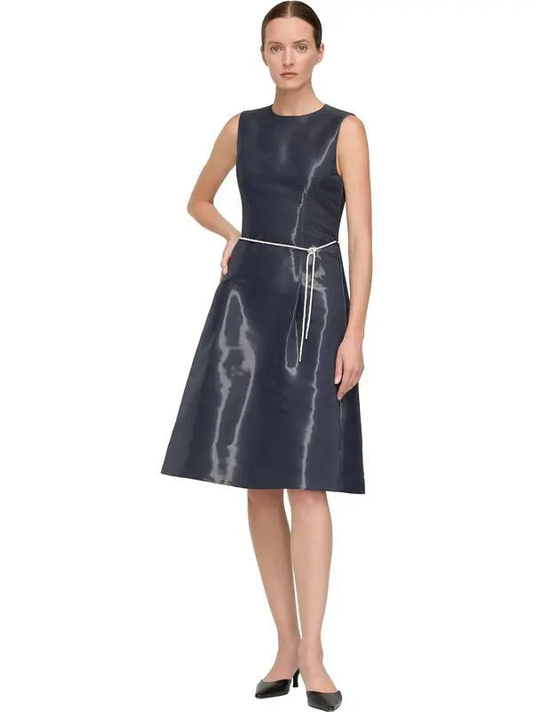 Lafayette 148 New York Sleeveless A-line Twill Dress - Ink Iridescent