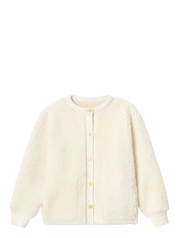 Lafayette 148 New York Reversible Shearling Suede Cardigan Jacket - Cloud/raffia