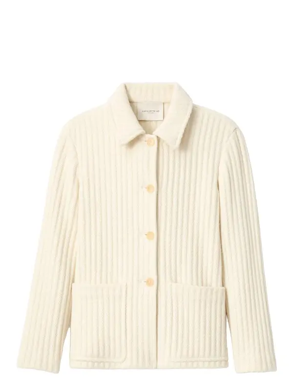 Lafayette 148 New York Merino Wool And Cashmere Patch Pocket Jacket - Alabaster