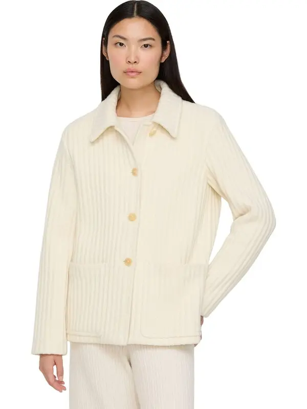 Lafayette 148 New York Merino Wool And Cashmere Patch Pocket Jacket - Alabaster