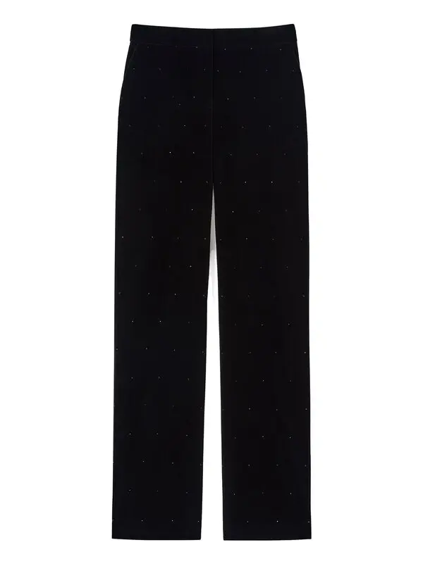 Lafayette 148 New York Velvet High-rise Pants With Swarovski Crystals - Black