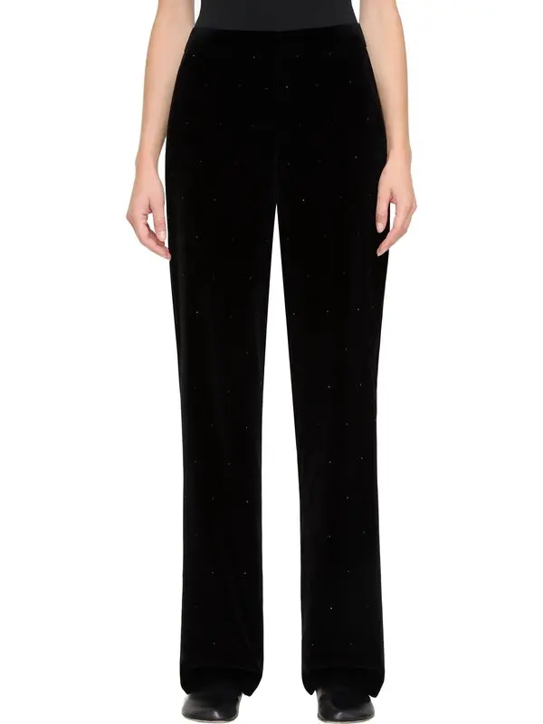 Lafayette 148 New York Velvet High-rise Pants With Swarovski Crystals - Black