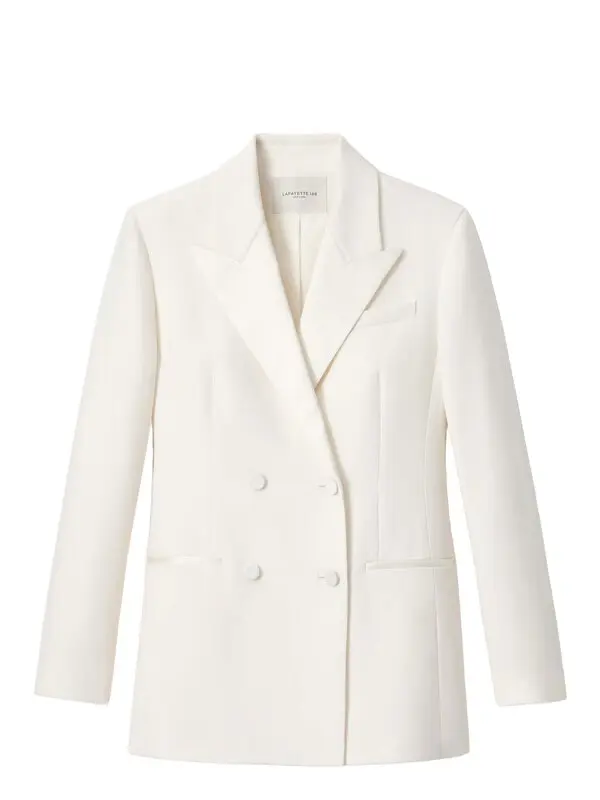 Lafayette 148 New York Wool-silk Crepe Double-breasted Jacket - Cloud