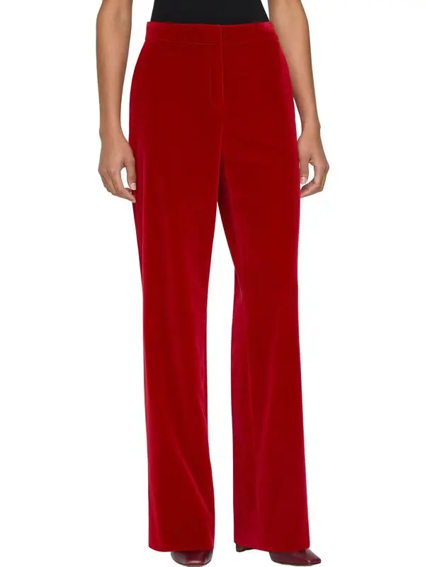Lafayette 148 New York Cotton Velvet Straight Leg Pants - Magnetic Red