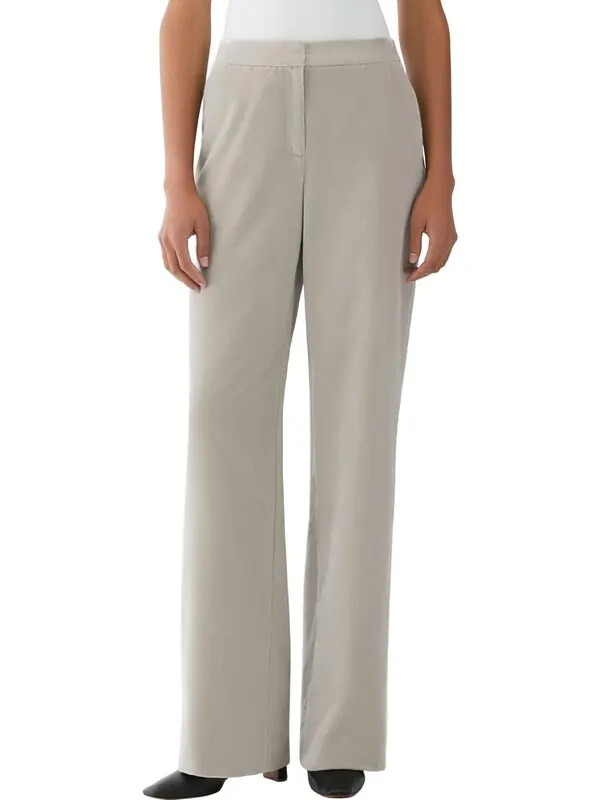 Lafayette 148 New York Cotton Velvet Straight Leg Pants - Silver