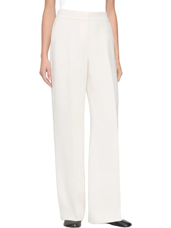 Lafayette 148 New York Wool Silk Crepe Tuxedo Pants - Cloud