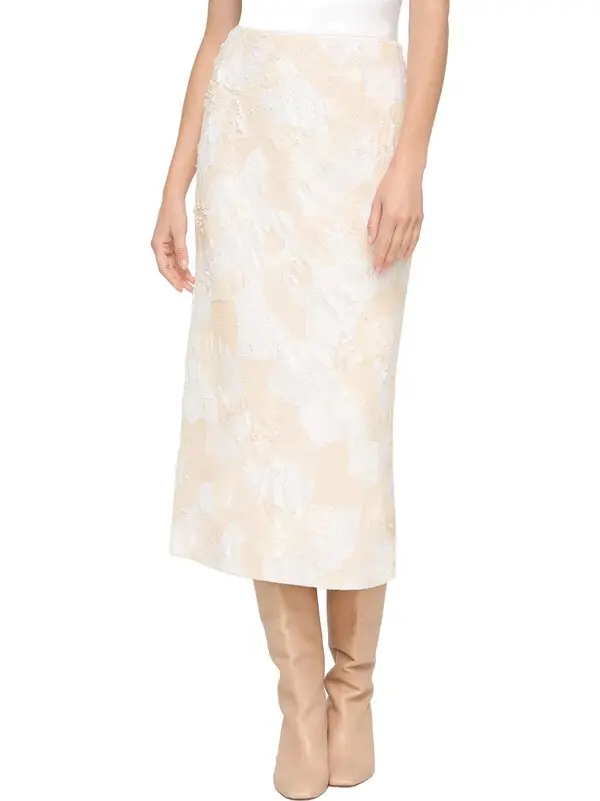 Lafayette 148 New York Sequin Embellished Midi Pencil Skirt - Cloud Multi
