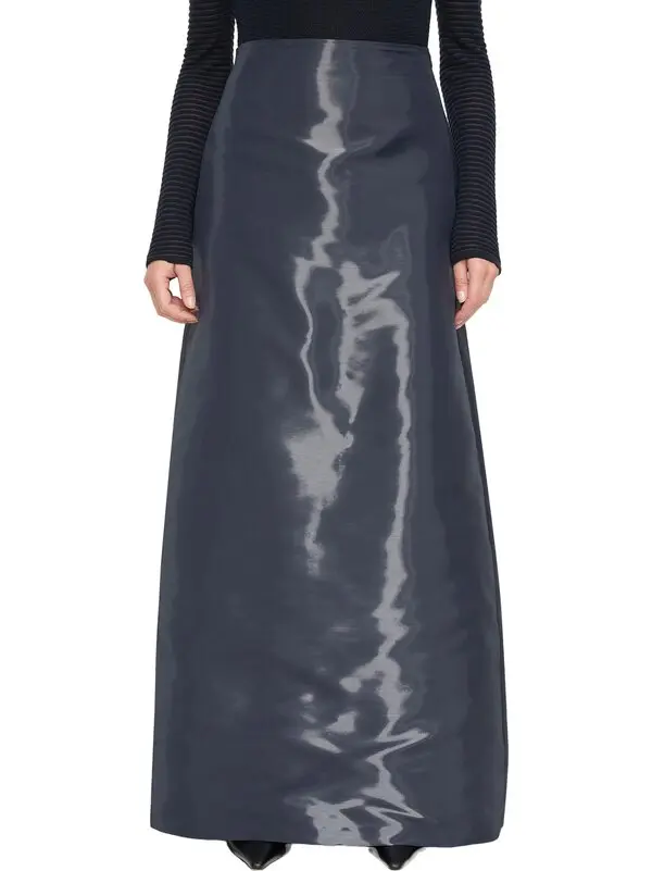 Lafayette 148 New York Twill A-line Maxi Skirt - Ink Iridescent