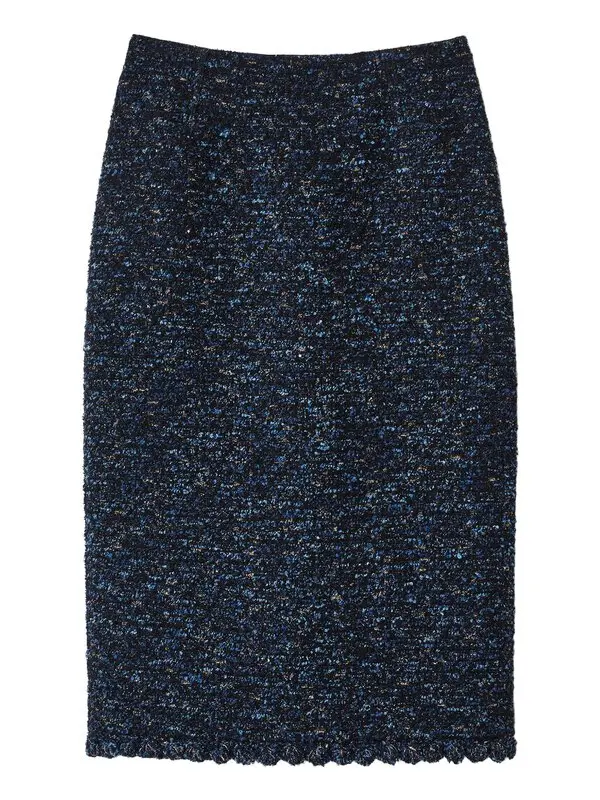Lafayette 148 New York Boucle Tweed Pencil Skirt - Ink Multi