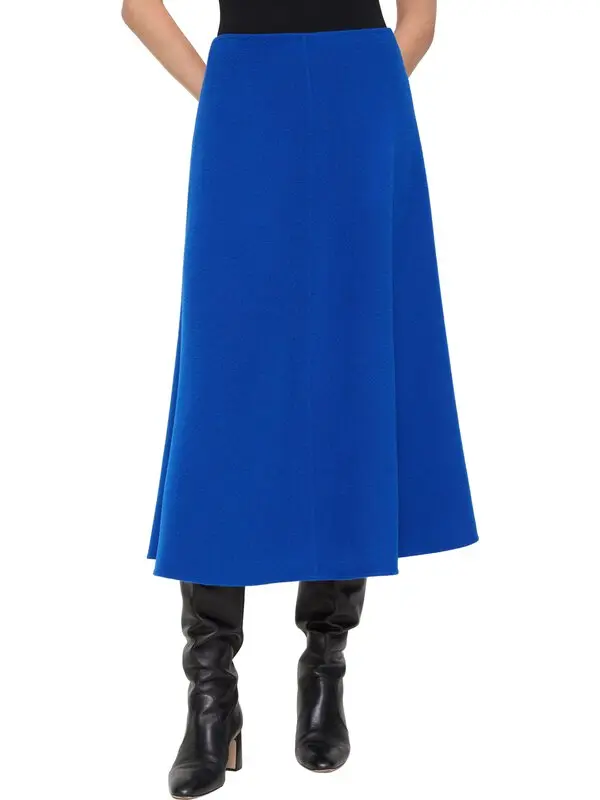 Lafayette 148 New York Wool Cashmere Flared Midi Skirt - Galaxy Blue