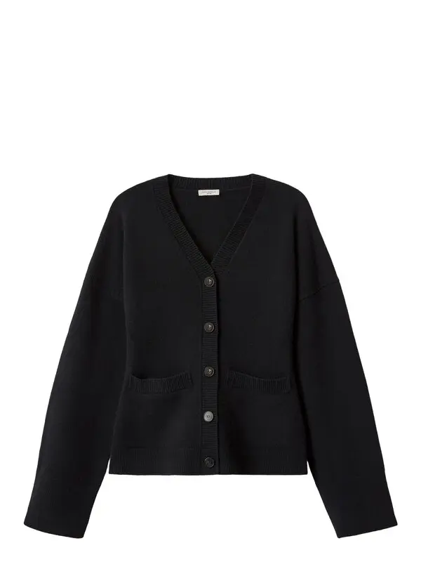 Lafayette 148 New York Wool Cashmere V-neck Cardigan - Black