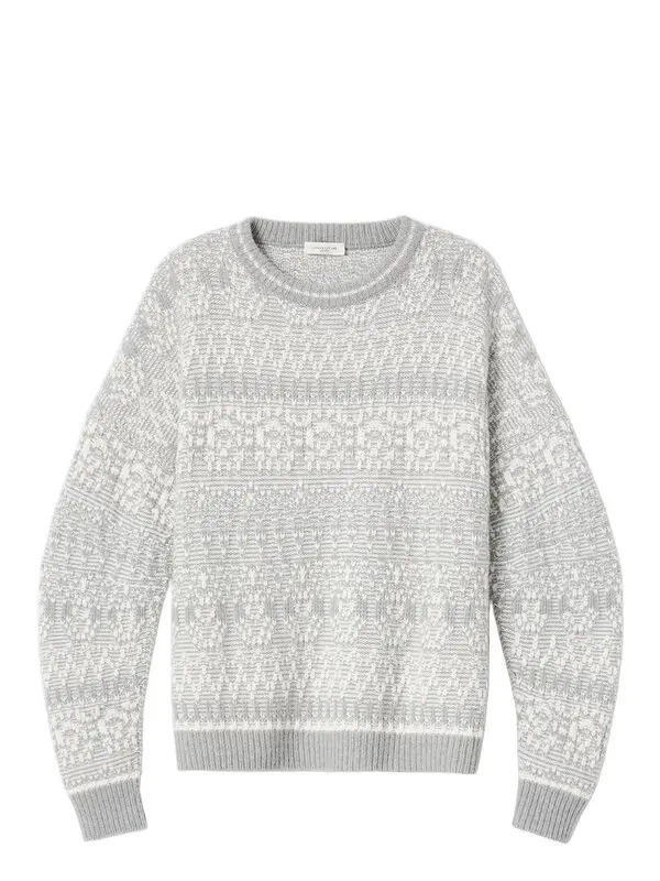 Lafayette 148 New York Merino Wool Cashmere Fair Isle Sweater - Nickel Multi