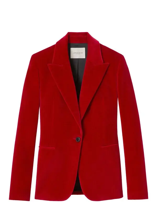 Lafayette 148 New York Cotton Velvet Tailored Blazer - Magnetic Red