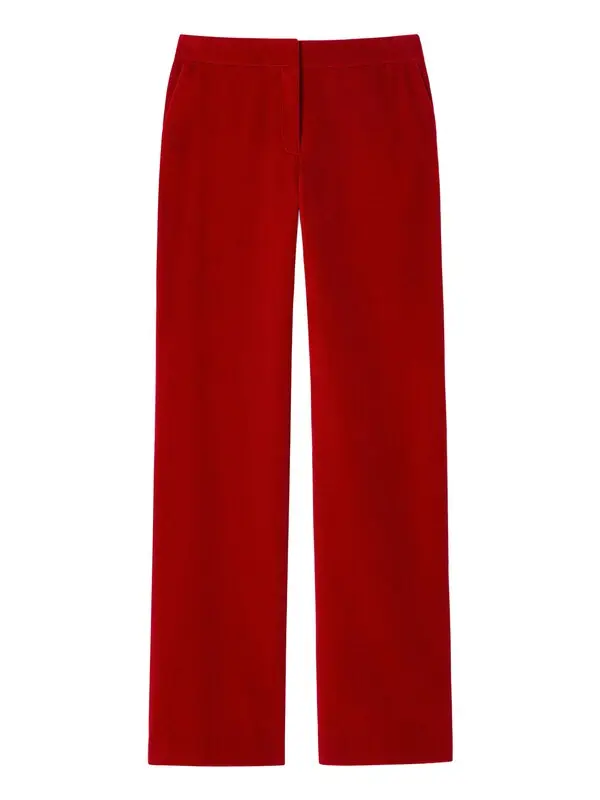 Lafayette 148 New York Cotton Velvet High-rise Straight-leg Pants - Magnetic Red