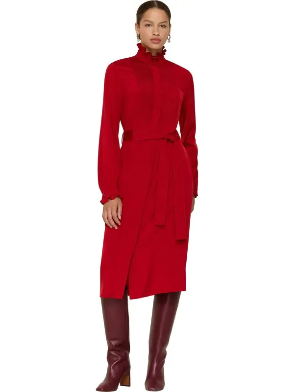 Lafayette 148 New York Organic Silk Shirt Dress With Belt - Spark