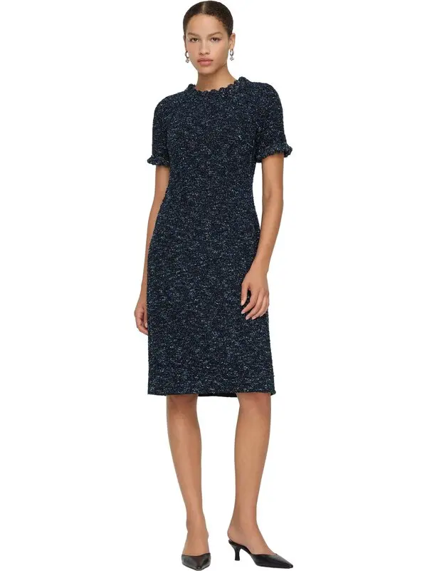 Lafayette 148 New York Boucle Tweed Sheath Dress - Ink Multi