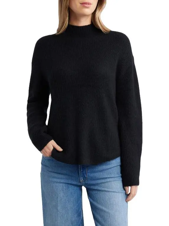 Caslon Shirttail Mock Neck Sweater - Black
