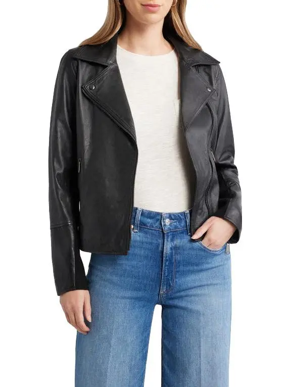 Caslon Leather Moto Jacket - Black
