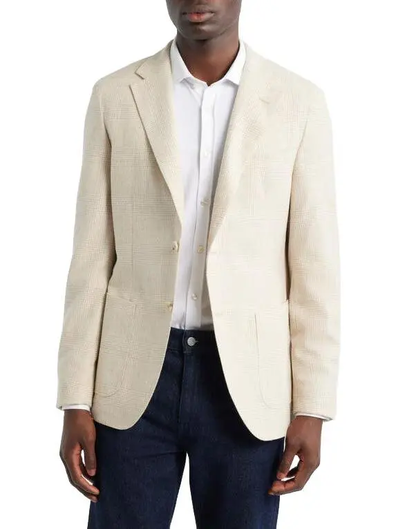 BOSS Heston Slim-fit Glen Plaid Sport Coat - Open Beige