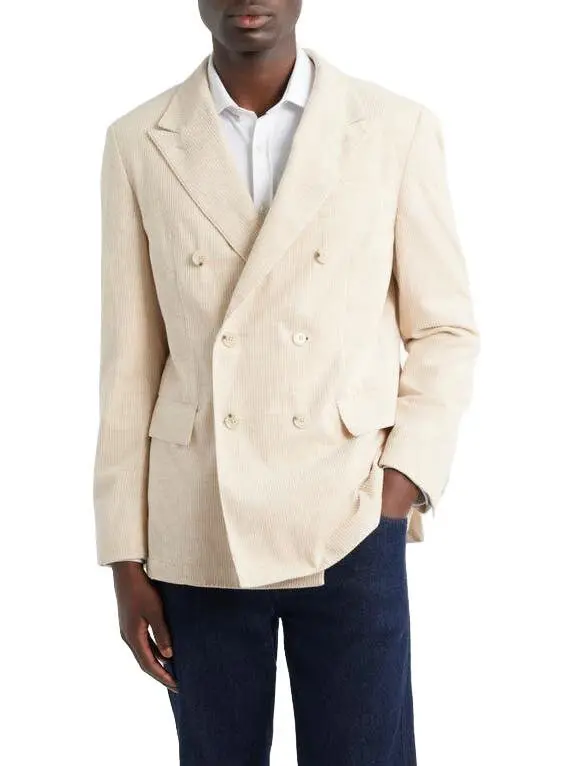 Hugo Boss Heston Slim Fit Double-breasted Ribbed Sport Coat - Open Beige