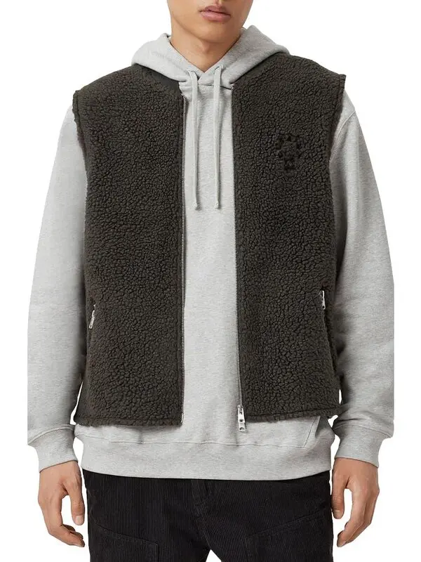 ALLSAINTS Otis Fleece Vest - Dark Brown