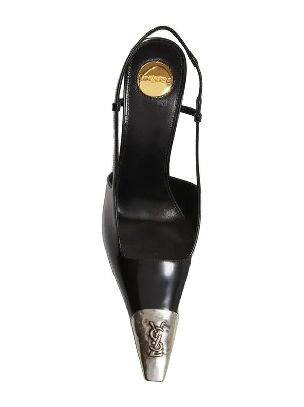 Saint Laurent 90mm Jeanne Leather Slingback Pumps - Noir