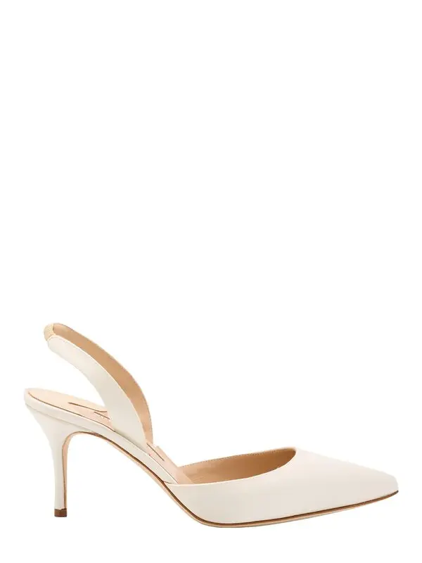 Manolo Blahnik Carolyne Satin Slingback Pumps - Cream