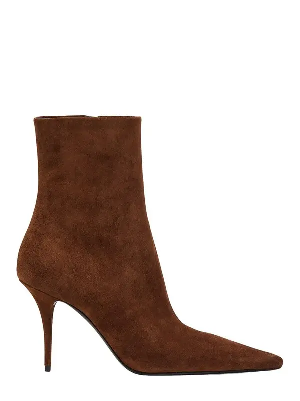 Saint Laurent 90mm Ashley Ankle Booties - Dark Brown