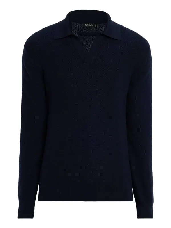 Zegna Cashco Johnny Collar Sweater - Blue