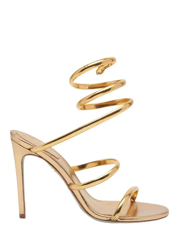 Rene Caovilla Omega Snake Spiral-wrap Stiletto Sandal - Gold