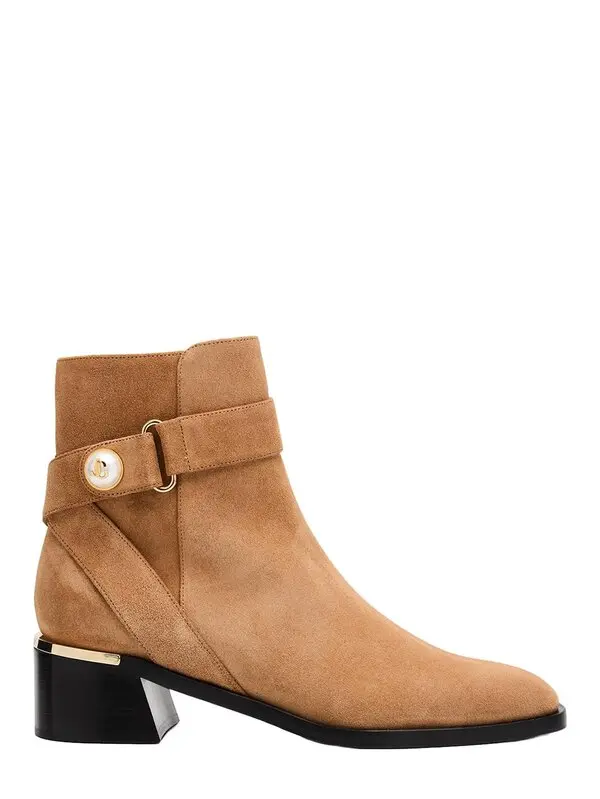 JIMMY CHOO Noor 45 Suede Ankle Booties - Toffee