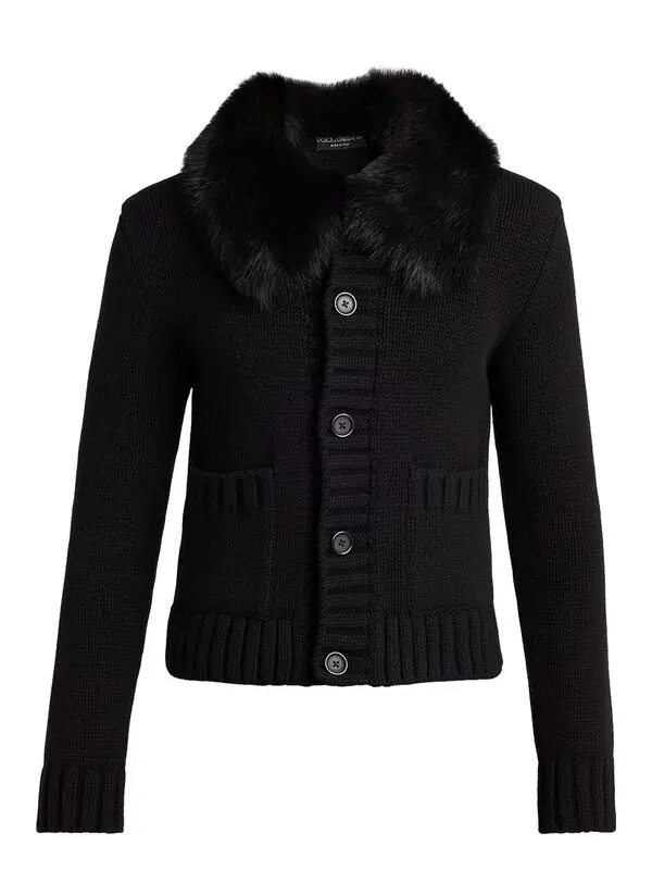 Dolce & Gabbana Shearling-collar Wool Jacket - Black
