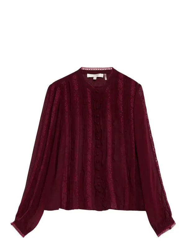 LoveShackFancy Alvynne Lace Blouse - Oxblood