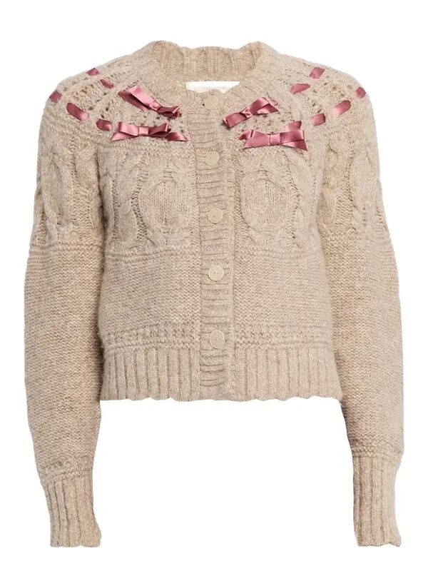 LoveShackFancy Clementian Alpaca-blend Cardigan - Oatmeal Me